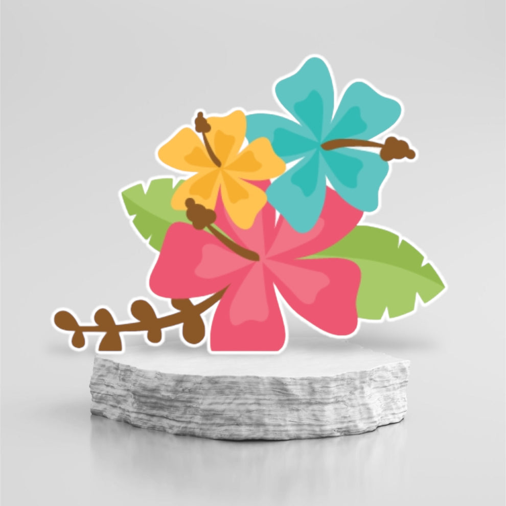 Hawaii flower themed party prop cutout, Centerpiece, Backdrop, cake to ...