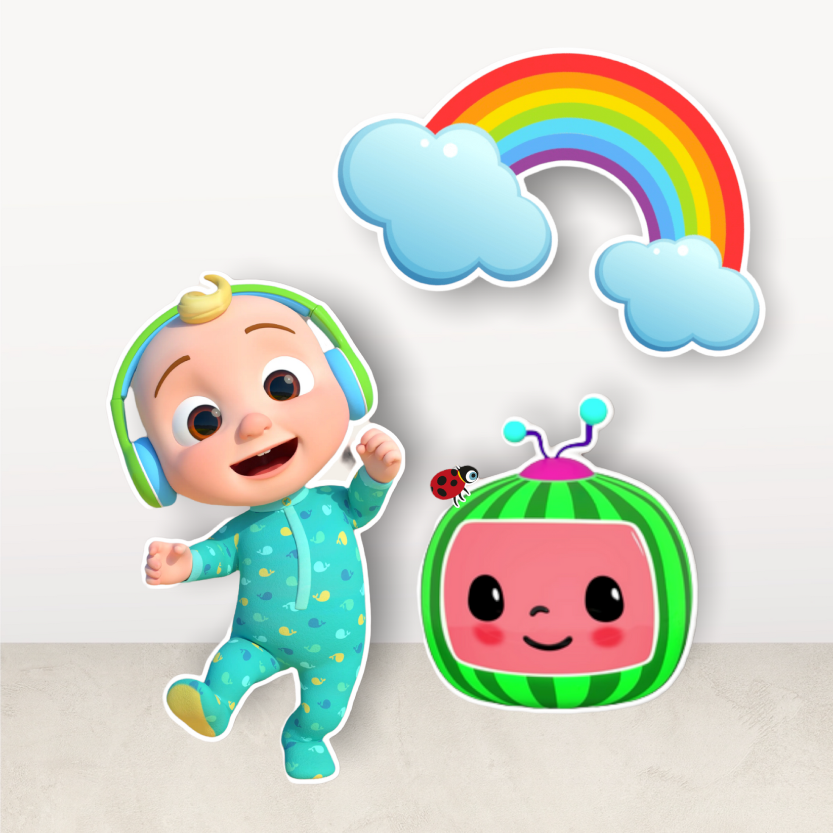 Cocomelon JJ rainbow set of 3 Birthday Character Cutouts, Centerpieces ...