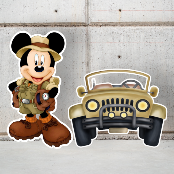 Mickey Safari Jeep Birthday Character Cutout, centerpiece, cake topper ...